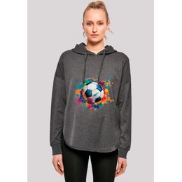 F4NT4STIC Damen Kapuzenpullover "Bunte Fu&szlig;ball Grafik", grau, Gr. M, Obermaterial: 100% Baumwolle, Pullover, Premium Qualit&auml;t