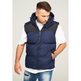 behype Herren Steppweste "MGLROLLIN-PANEL", blau, Gr. M, 100% Polyester, Westen, mit Kapuze