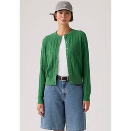 Levi's Strickjacke LEVI'S "TARA SUPER SOFT C", Damen, Gr. XS (34), gr&uuml;n (pine gr&uuml;n cable stitch), Strick, Obermaterial: 53% Baumwolle, 32% Polyester, 13% Polyamid, 2% Elasthan, unifarben, normal normal, Rundhals, B&uuml;ndchen, Strickjacken Strickjacke, mit Knopfverschluss