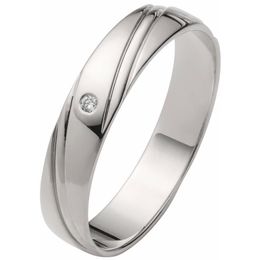 Firetti Damen Trauring "Schmuck Geschenk Gold 375 Hochzeit Ehering "LIEBE"", 20, 0,01 SI = kleine Einschl&uuml;sse mit Brillant, Wei&szlig;gold 375, 4mm, wei&szlig;,