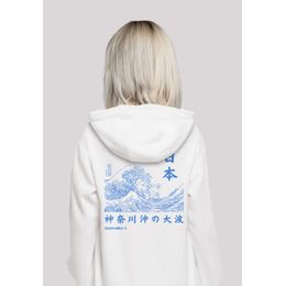 F4NT4STIC Damen Kapuzenpullover "Kanagawa Welle Japan", wei&szlig;, Gr. S, Obermaterial: 65% Baumwolle, 35% Polyester, Pullover, Hoodie, Warm, Bequem