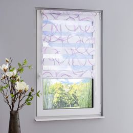 Doppelrollo Garesa, B:70cm H:150cm, wei&szlig;, Polyester, Rollos, "Swing", dekorativ, bedruckt