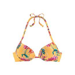 Sunseeker Damen Push-Up-Bikini-Top "Modern", gelb, Gr. 40, bedruckt, floral, Polyamid, Bikini-Oberteile, mit Blumenprint