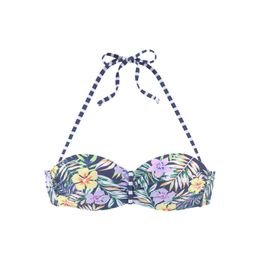 Venice Beach Damen Bandeau-Bikini-Top "Summer", bunt, Gr. 34, bedruckt, floral, Polyamid, Xtra Life LYCRA, Bikini-Oberteile, mit geraffter Mitte