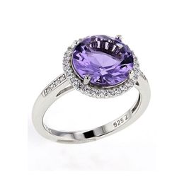 Firetti Damen Fingerring "Schmuck Geschenk Silber 925 Silberring Kreis rund", 60, Silber 925 (Sterlingsilber), 2,2mm, lila, Silber 925