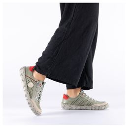 Rieker Damen Plateausneaker, Gr. 36, gr&uuml;n, Leder, Lederimitat, Schuhe, Schlupfschuh, Halbschuh, Freizeitsneaker mit Gummizug