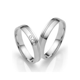 Firetti Damen Trauring "Schmuck Geschenk Gold 750 Hochzeit Ehering "LIEBE"", 70, 0,03 SI = kleine Einschl&uuml;sse mit Brillanten, Wei&szlig;gold 375, 4mm,
