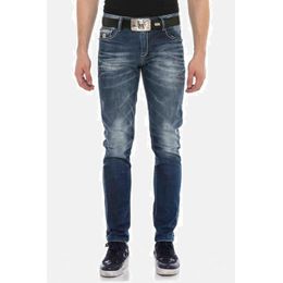 Cipo & Baxx CIPO & BAXX Herren Regular-fit-Jeans "Jeans", blau, Basic, Gr. 42, unifarben, 81% Baumwolle, 17% Polyester, 2% Elasthan, Jeans, in legerem Regular