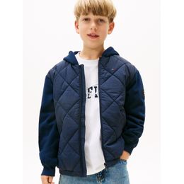 Tommy Hilfiger Jungen Steppjacke "MIX MEDIA QUILTED JACKET", blau, Gr. 7, unifarben, Web, Obermaterial: 100% Polyamid, Jacken, f&uuml;r Kinder bis 16