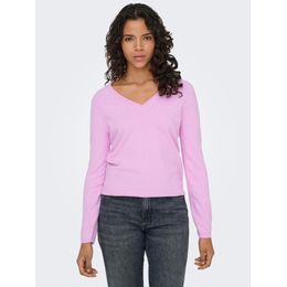 Only Damen V-Ausschnitt-Pullover "ONLLOYAL LIFE LS V-NECK PULLO KNT NOOS"super pink detail:melange, Gr. XL, meliert, Strick, Obermaterial: 80%
