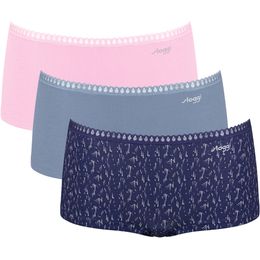 Sloggi Damen Panty "GO Crush Short C3P", Gr. XS, bunt, Single Jersey, Obermaterial: 95% Baumwolle, 5% Elasthan, Unterhosen, mit Spitzendetails