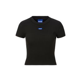 HUGO BLUE Damen T-Shirt "Baby Tee", schwarz, Gr. S, unifarben, Single Jersey, Obermaterial: 96% Baumwolle, 4% Elasthan, Shirts, in verk&uuml;rzter L&auml;nge