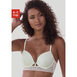 Lascana Damen Push-up-BH, Gr. 75, gr&uuml;n, Spitze, Obermaterial: 60% Polyamid, 33% Polyester, 7% Elasthan, BHs, mit B&uuml;gel aus floraler Jacquardspitze,