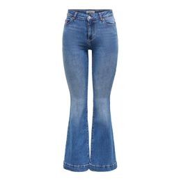 Only Damen Bootcut-Jeans "ONLBLUSH MID RETROFLARED DNM DIA550 NOOS", blau, Gr. S, unifarben, Denim/Jeans, Obermaterial: 92% Baumwolle, 6%