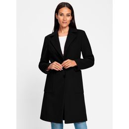 Heine Damen Wollmantel, schwarz, Gr. 46, unifarben, unifarben mit Farbeinsatz, unifarben mit Farbeins&auml;tzen, 80% Wolle, 20% Polyamid, M&auml;ntel