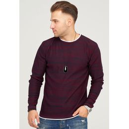 behype Herren Strickpullover "TAAVI", rot, Gr. XXL, meliert, 50% Baumwolle, 50% Polyacryl, Pullover, in melierter Optik