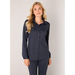 Base Level Damen Langarmbluse "Tamara", blau, Gr. 38, unifarben, Web, Obermaterial: 75% Polyamid, 25% Elasthan, Blusen, mit Stretch und Knopfleiste