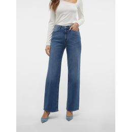 V&eacute;ro Moda VERO MODA Damen High-waist-Jeans "VMTESSA HR WIDE JEANS RA380 GA NOOS", blau, Gr. 31, unifarben, Denim/Jeans, Obermaterial: 99% Baumwolle, 1%