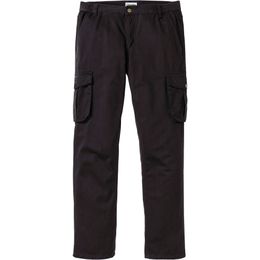 bonprix Herren Cargohose, schwarz, Gr. 68, unifarben, Obermaterial: 100% Baumwolle, Hosen, aus Baumwolle, mit Cargotaschen und Eingrifftaschen,