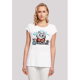 F4NT4STIC Damen T-Shirt "Big Bang Theory Bazinga Kitty", wei&szlig;, Gr. S, Obermaterial: 100% Baumwolle, Shirts, Damen,Premium Merch,Regular-Fit,Kurze