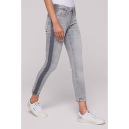 SOCCX Damen Slim-fit-Jeans, grau, Gr. 30, bedruckt, Denim/Jeans, Material: 98% Baumwolle, 2% Elasthan, Zusatz: Enth&auml;lt nichttextile Teile tierischen