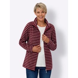 Classic Basics Damen Fleecejacke, rot, Gr. 46, gemustert, gestreift, mehrfarbig, 100% Polyester, Jacken