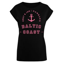 F4NT4STIC Damen T-Shirt "PLUS SIZE Baltic Coast", schwarz, Gr. 5XL, Obermaterial: 100% Baumwolle, Shirts, Print