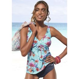 Sunseeker Damen B&uuml;gel-Tankini-Top "Modern", blau, Gr. 40, bedruckt, floral, Polyamid, Bikini-Oberteile, mit Blumendruck