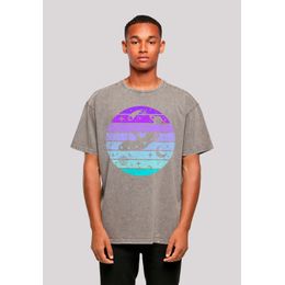 F4NT4STIC Damen T-Shirt "Retro Alien Weltraum Sonnenuntergang", grau, Gr. S, Obermaterial: 100% Baumwolle, Shirts, Premium Qualit&auml;t