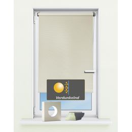 Seitenzugrollo Kutti, B:90cm H:220cm, beige, Polyester, Rollos, "Seitenzugrollo 'Luna', verdunkelnd, Klemmfix, ohne Bohren, Fixma&szlig;", Sichtschutz,
