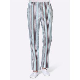 Classic Basics Damen Schlupfhose, blau, Gr. 42, gemustert, gestreift, mehrfarbig, 100% Baumwolle, Hosen