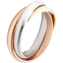 Firetti Damen Goldring "Schmuck Geschenk Gold 375 verschlungene Tricolor-Optik", 62, Gelbgold 375 Ros&eacute;gold 375 Wei&szlig;gold 375, 2,5mm, rosa, Gelbgold