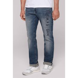 CAMP DAVID Herren Regular-fit-Jeans, blau, Gr. 36, bedruckt, Denim/Jeans, Material: 98% Baumwolle, 2% Elasthan, Zusatz: Enth&auml;lt nichttextile Teile