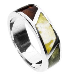 OSTSEE-SCHMUCK Damen Fingerring "- Byrte - Silber 925/000 - Bernstein", 64, silber, Fingerringe