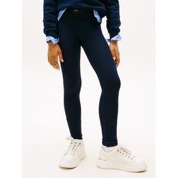 Tommy Hilfiger M&auml;dchen Leggings "RHINE STONE LEGGING", blau, Gr. 6, unifarben, Jersey, Obermaterial: 78% Baumwolle, 18% Polyester, 4% Elasthan,