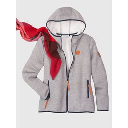 Casual Looks Damen Strickfleecejacke, grau, Gr. 52, meliert, unifarben, 100% Polyester, Jacken