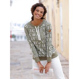 Casual Looks Damen Sweatshirt, gr&uuml;n, Gr. 36, gemustert, mehrfarbig, 50% Baumwolle, 50% Polyester, Sweatshirts