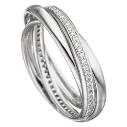 Jobo Damen Fingerring "Ring mit 58 Diamanten", 56, SI = kleine Einschl&uuml;sse, Diamanten Wei&szlig;gold 585, wei&szlig;, Diamanten, Wei&szlig;gold 585, Fingerringe, 585