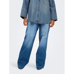 Only CARMAKOMA Damen High-waist-Jeans "CARWILLY HW WIDE DNM REA12187 NOOS", blau, Gr. 46, unifarben, Denim/Jeans, Obermaterial: 92% Baumwolle, 6%