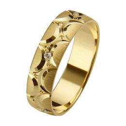 Firetti Damen Trauring "Schmuck Geschenk Gold 375 Hochzeit Ehering "LIEBE"", 20, 0,01 SI = kleine Einschl&uuml;sse mit Brillant, Gelbgold 585, 5mm, gold,