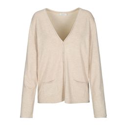Clarina Damen Strickjacke "WALTER", beige, Gr. 42, unifarben, Obermaterial: 70% Viskose, 30% Polyamid;, Strickjacken, Viskose-Polyamid Mischung