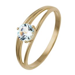 Jobo Damen Fingerring, 50, Gelbgold 585, blau, Gelbgold 585, Fingerringe, 585 Gold mit Blautopas