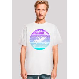 F4NT4STIC Herren T-Shirt "Retro Alien Weltraum Sonnenuntergang", wei&szlig;, Gr. L, Obermaterial: 100% Baumwolle, Shirts, Premium Qualit&auml;t