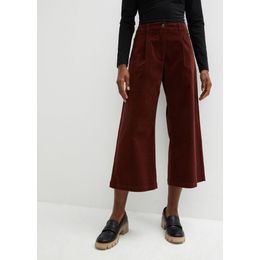 bonprix Damen Cordhose "Weite Stretchcord-Culotte mit High-Waist-Bequembund, 7/8-L&auml;nge", braun, Gr. 52, unifarben, Cord, Obermaterial: 98% Baumwolle,