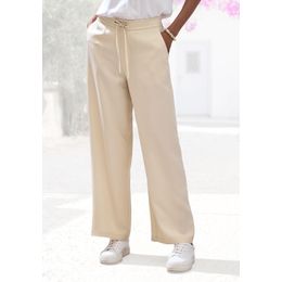 Lascana Damen Schlupfhose "f&uuml;r den Sommer mit weitem Bein", beige, Gr. 36, unifarben, Web, Obermaterial: 100% Lyocell, Hosen, mit Bindeband,