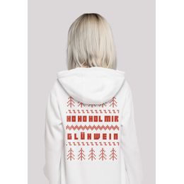 F4NT4STIC Damen Kapuzenpullover "Weihnachten Ho Ho Hol mir Gl&uuml;hwein", wei&szlig;, Gr. S, Obermaterial: 65% Baumwolle, 35% Polyester, Pullover, Premium
