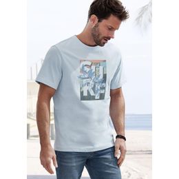 John Devin Herren T-Shirt, blau, Gr. M, bedruckt, Jersey, Obermaterial: 100% Baumwolle, Shirts, Rundhalsshirt mit Surf -Aufdruck aus reiner Baumwolle