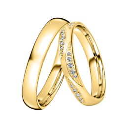 DOOSTI Damen Trauring "Schmuck Geschenk Silber 925 Trauring Ehering Partnerring LIEBE", 52,mit Zirkonia, Silber 925 (Sterlingsilber), 3mm, gold,