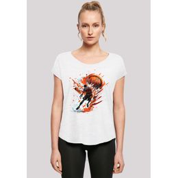 F4NT4STIC Damen T-Shirt "Basketball Splash Orange Sport LONG", wei&szlig;, Gr. S, Obermaterial: 100% Baumwolle, Shirts, Print