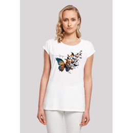 F4NT4STIC Damen T-Shirt "Schmetterling Fr&uuml;hling", wei&szlig;, Gr. 5XL, Obermaterial: 100% Baumwolle, Shirts, Print